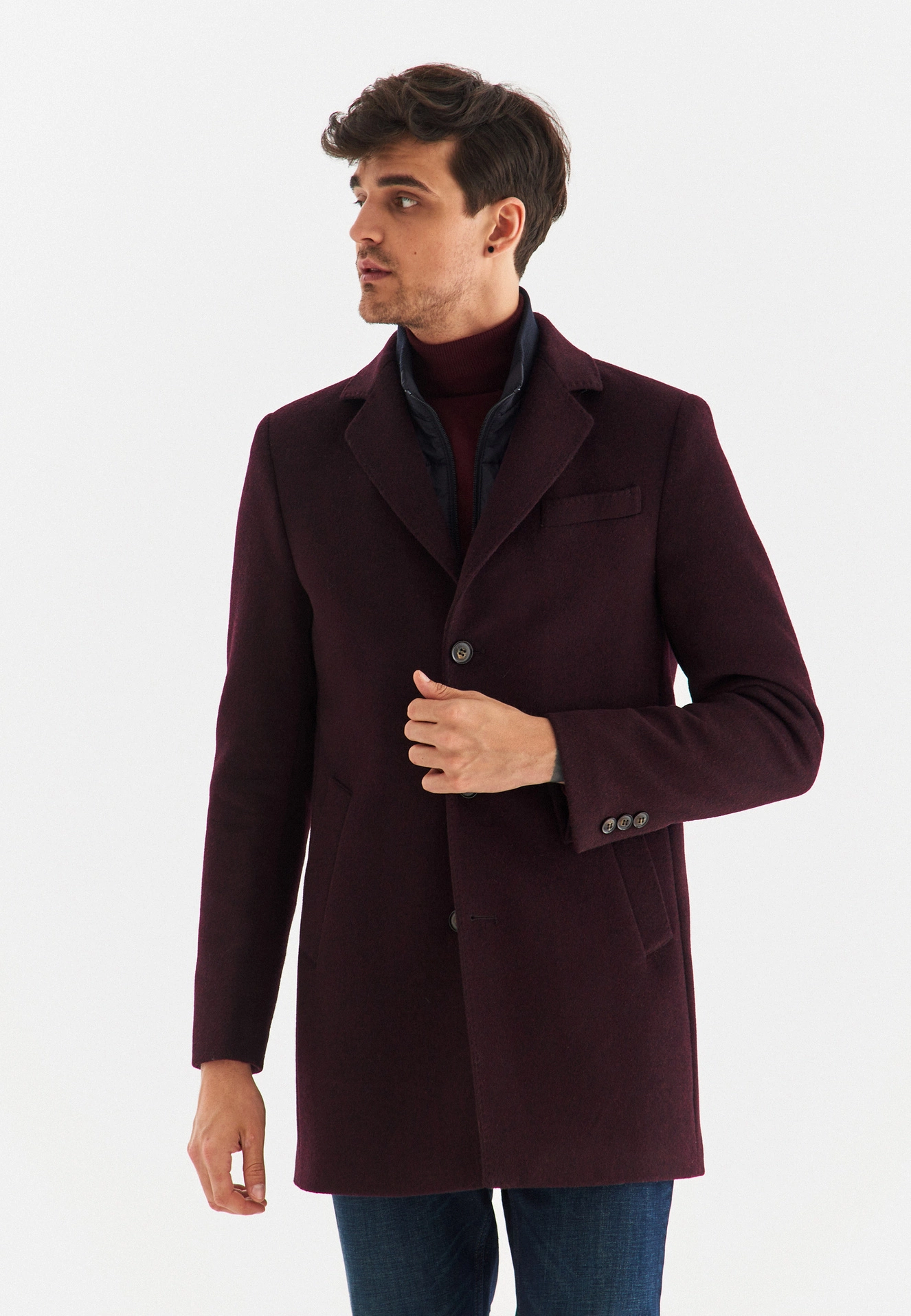 Bordowy płaszcz męski P22WF-7X-001-D-0 - Pako Lorente