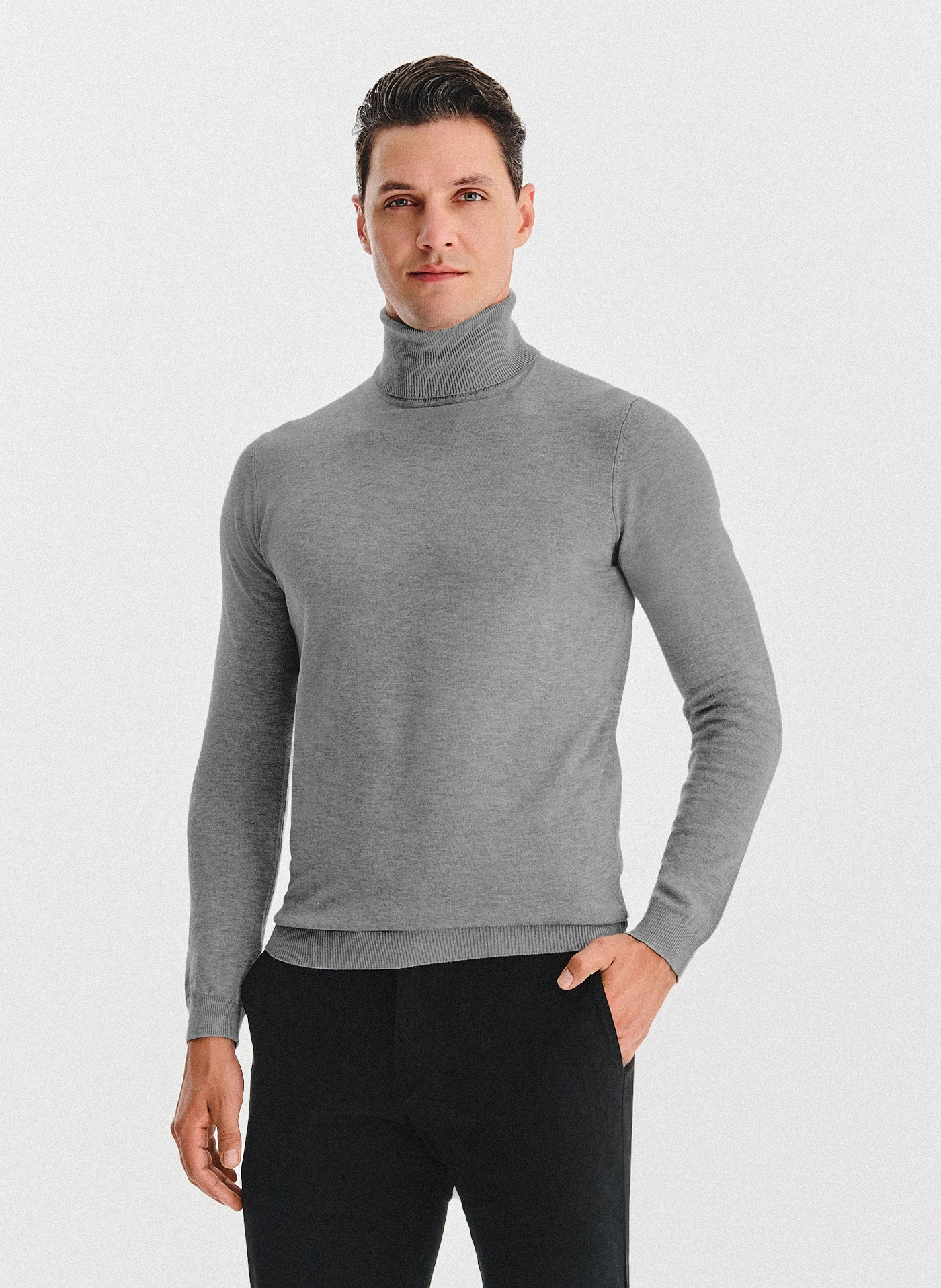 Szary golf męski P25WN-2X-032-S-0 - Pako Lorente