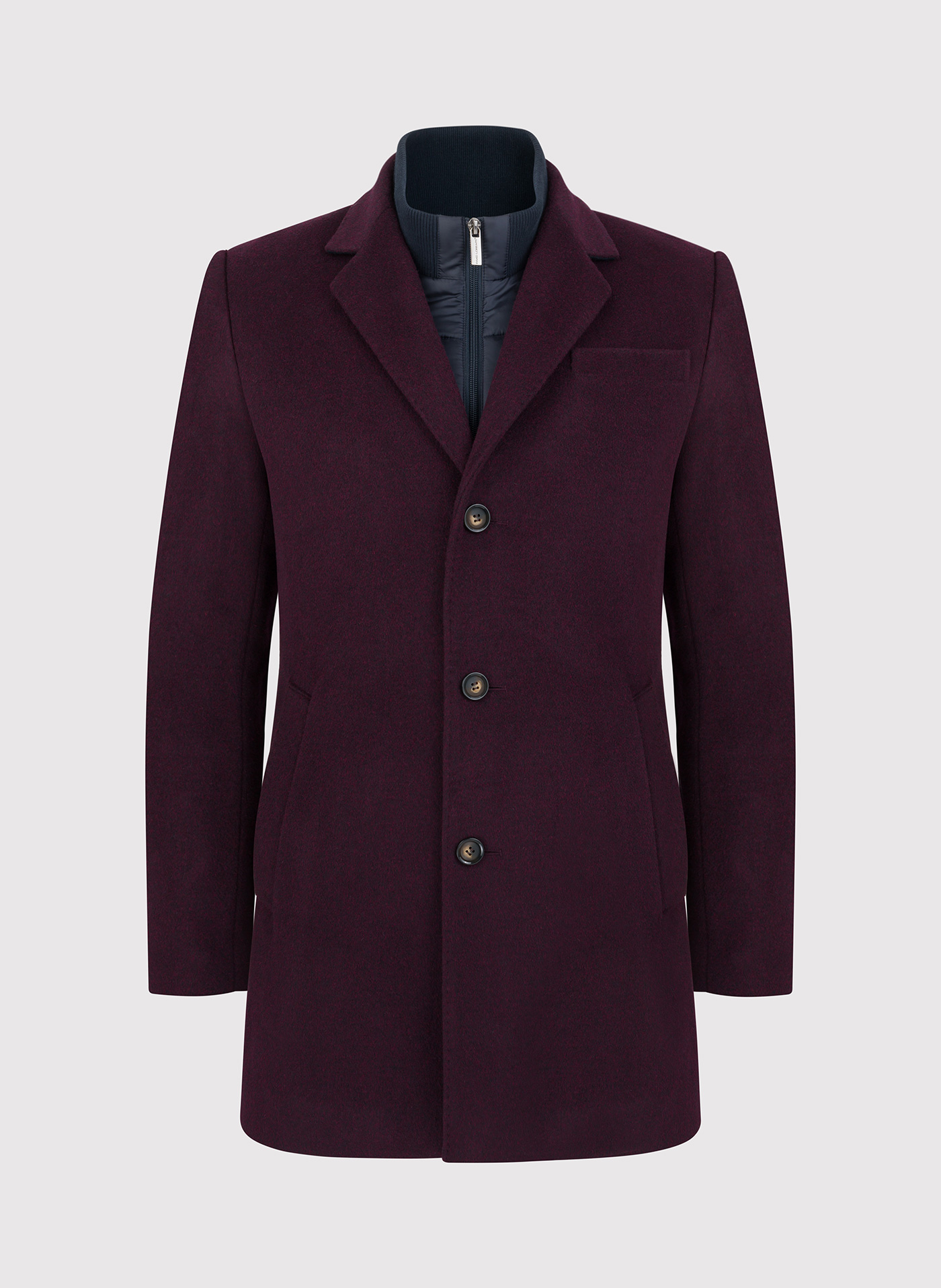 Bordowy płaszcz męski z odpinaną stójką P23WF-7X-006-D-0 - Pako Lorente